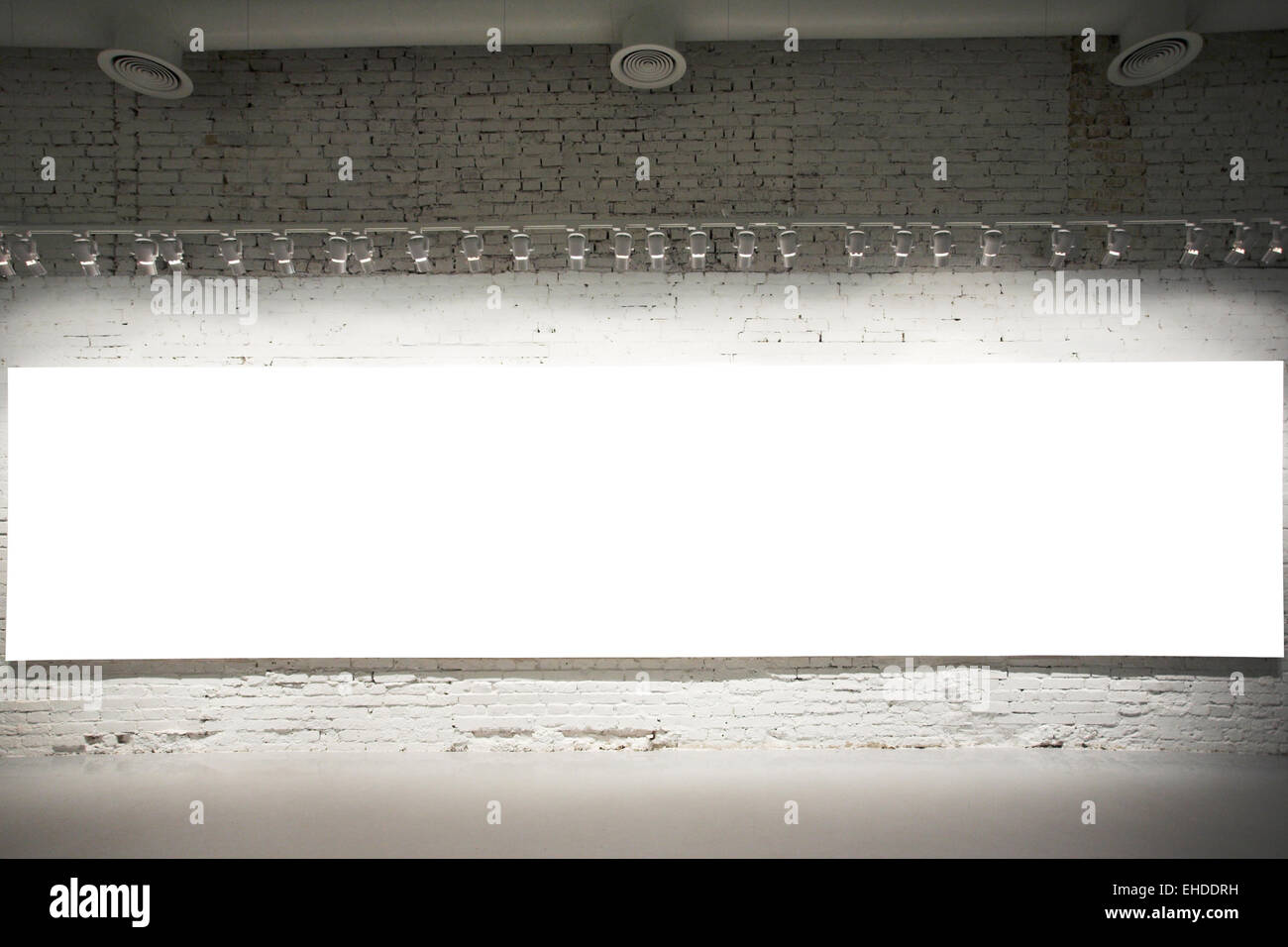 Empty white banner on exposition Stock Photo - Alamy