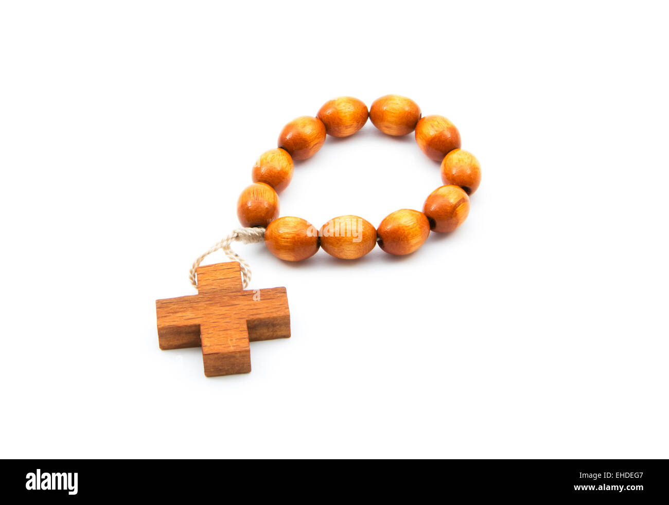 small wooden rosary isolated on white background Stock Photo - Alamy
