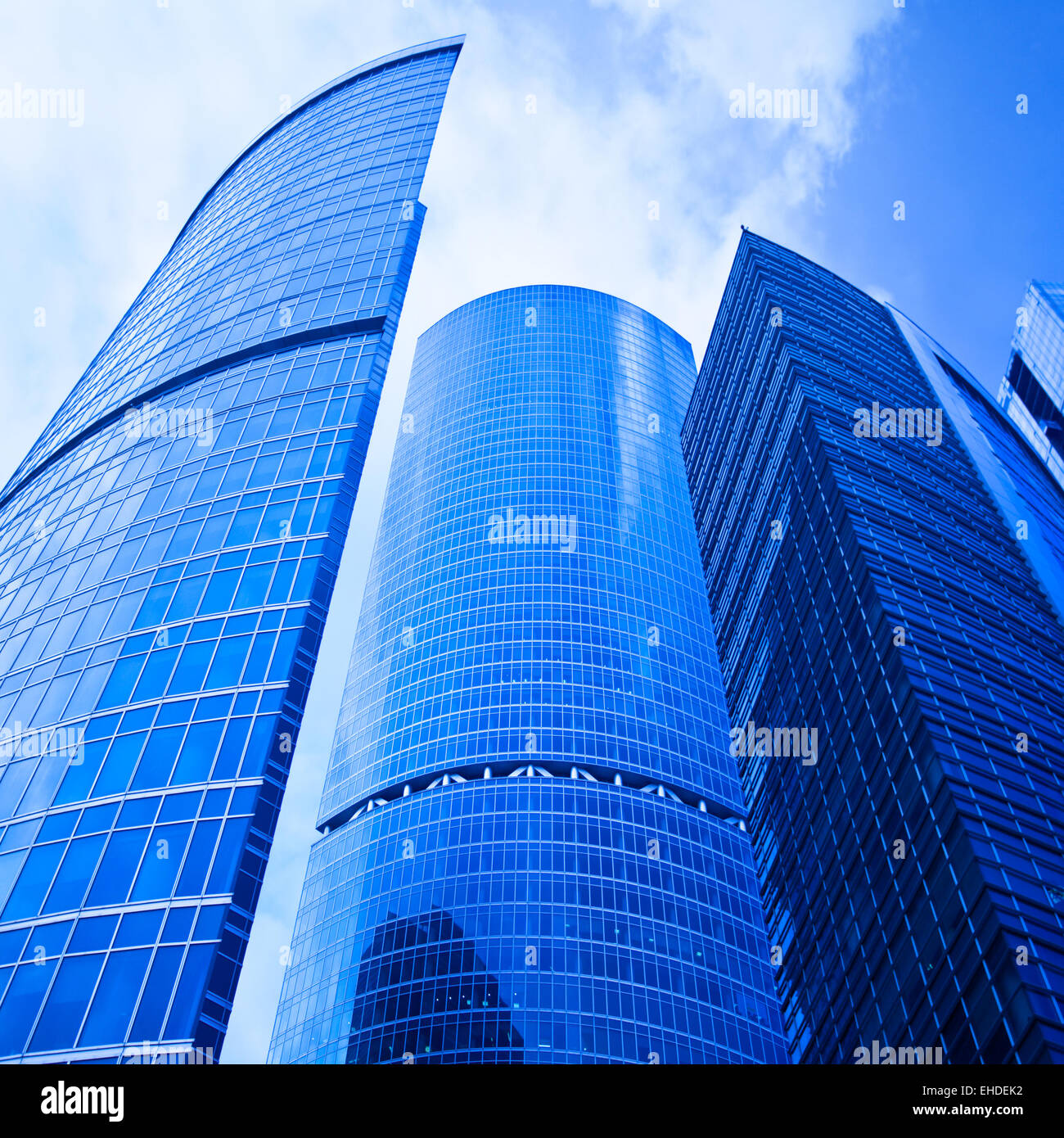 Blue skyscrapers heads in business centre Stock Photo - Alamy