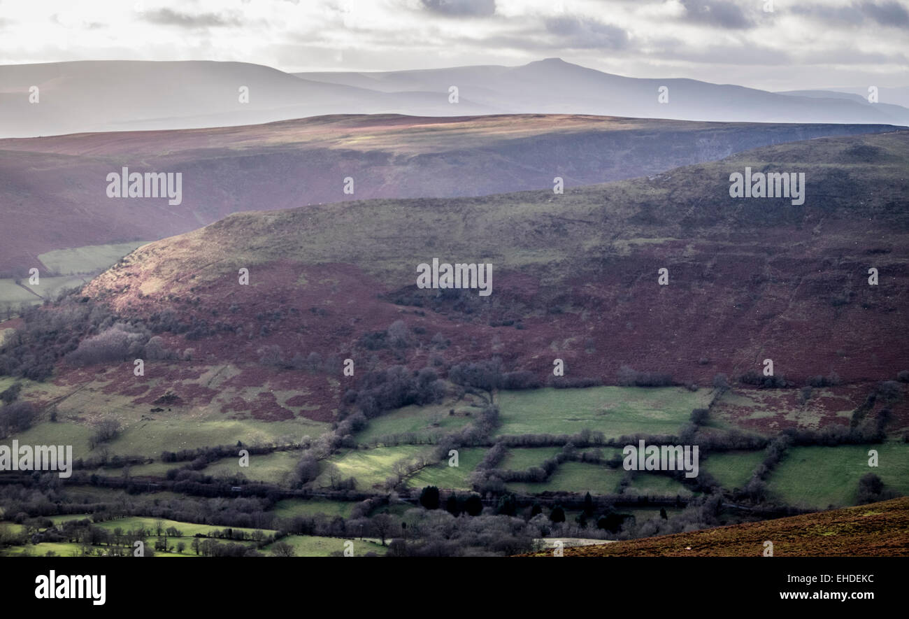 View in Black Mountains, Brecon Beacons National Park, Wales Stock ...