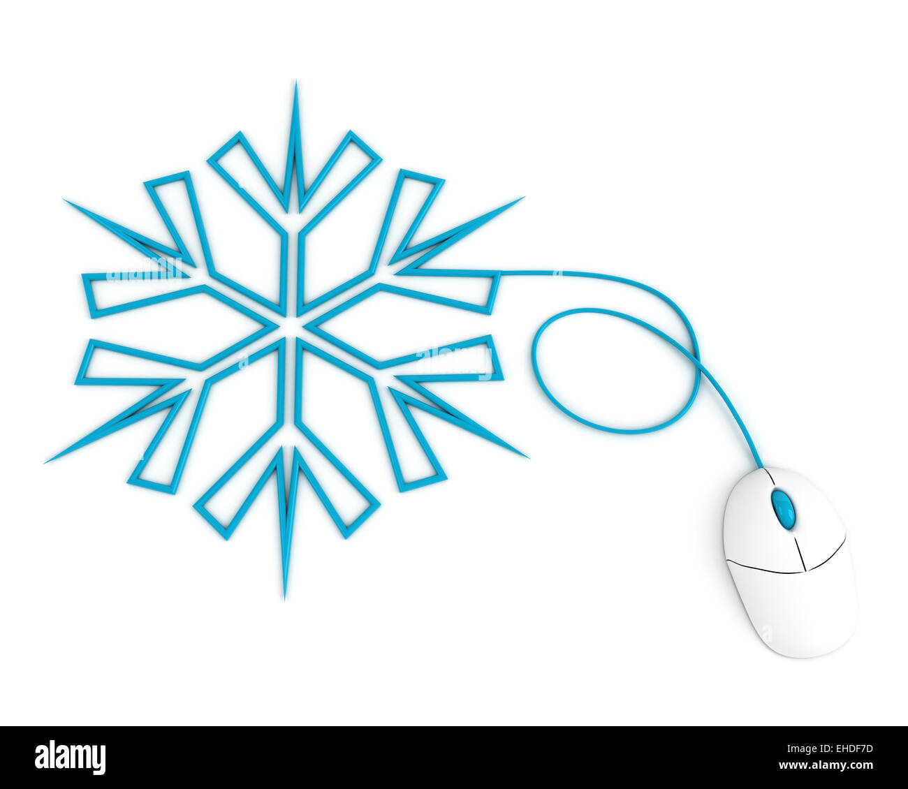 snowflake depicted with computer mouse cable Stock Photo - Alamy