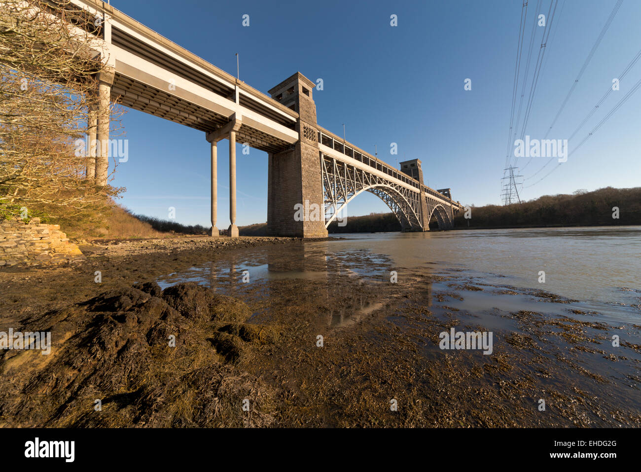 Britannia Bridge Anglesey North Wales Uk Stock Photo - Alamy
