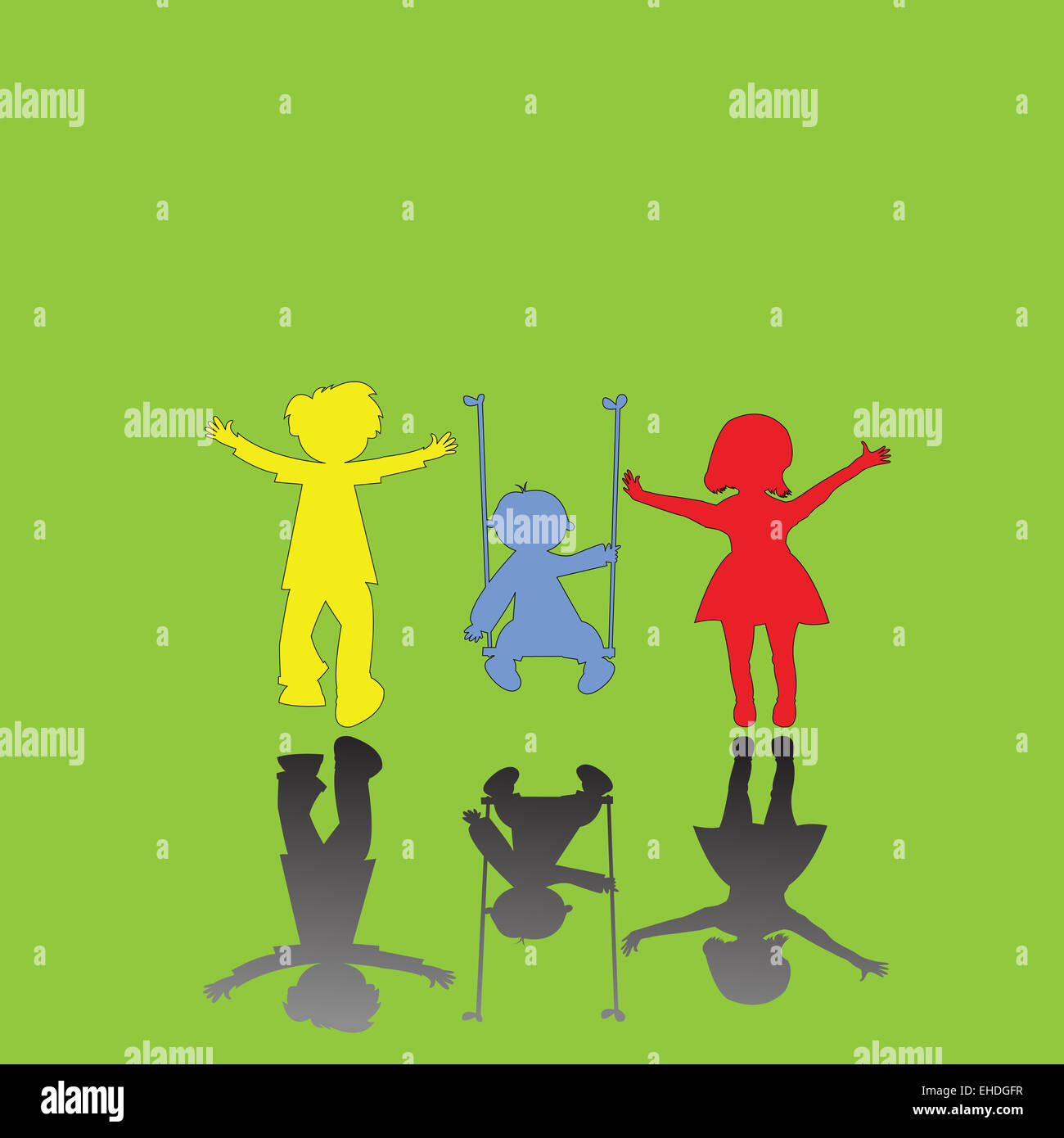 happy little children on green background Stock Photo - Alamy