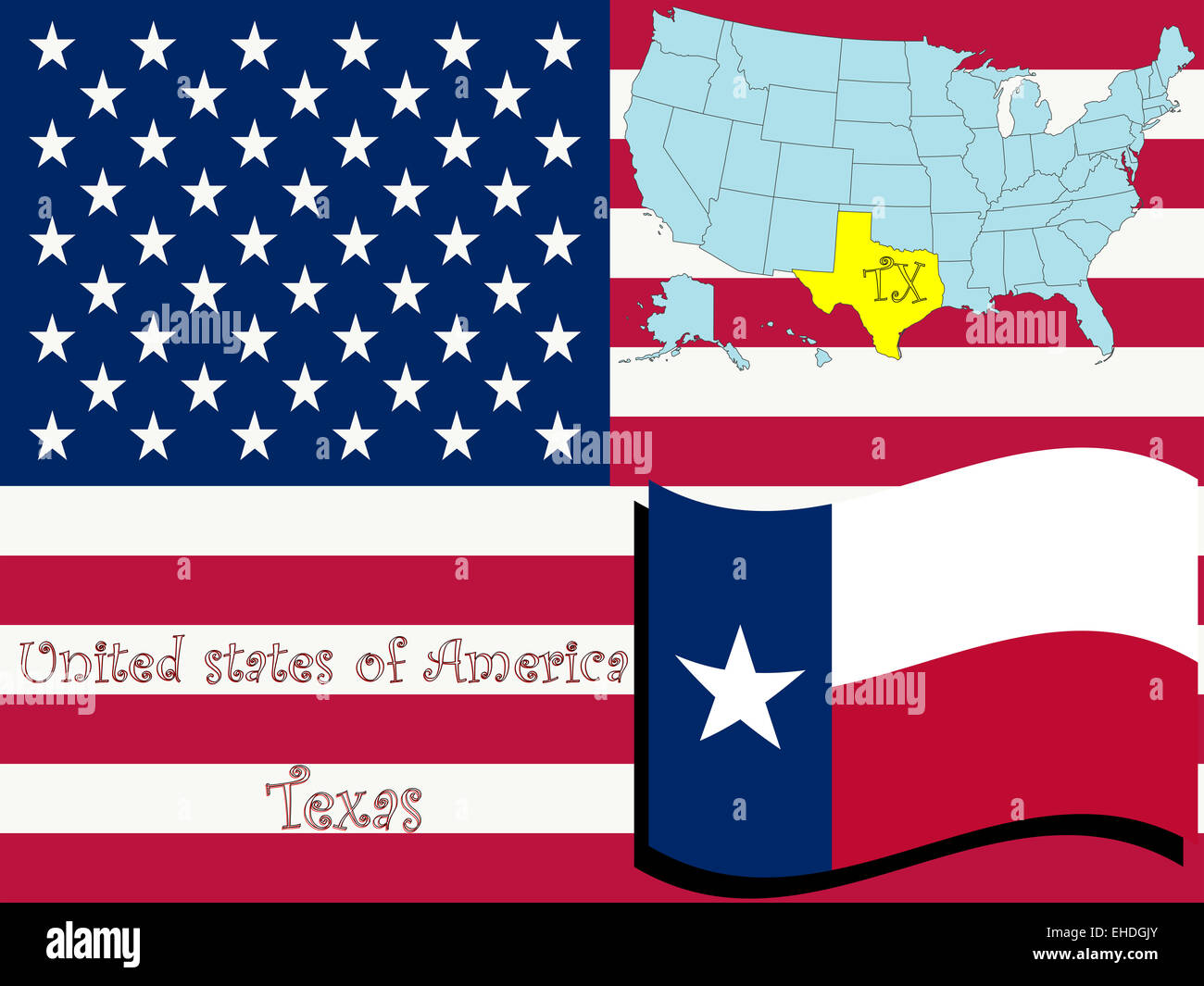 Texas state karte hi-res stock photography and images - Alamy