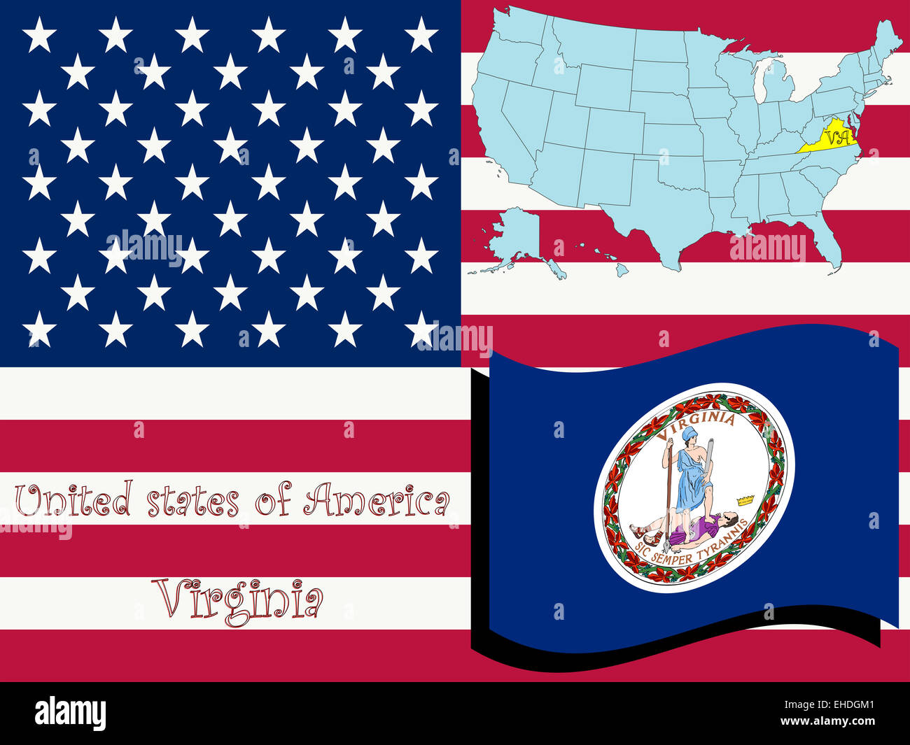 Virginia state karte hi-res stock photography and images - Alamy