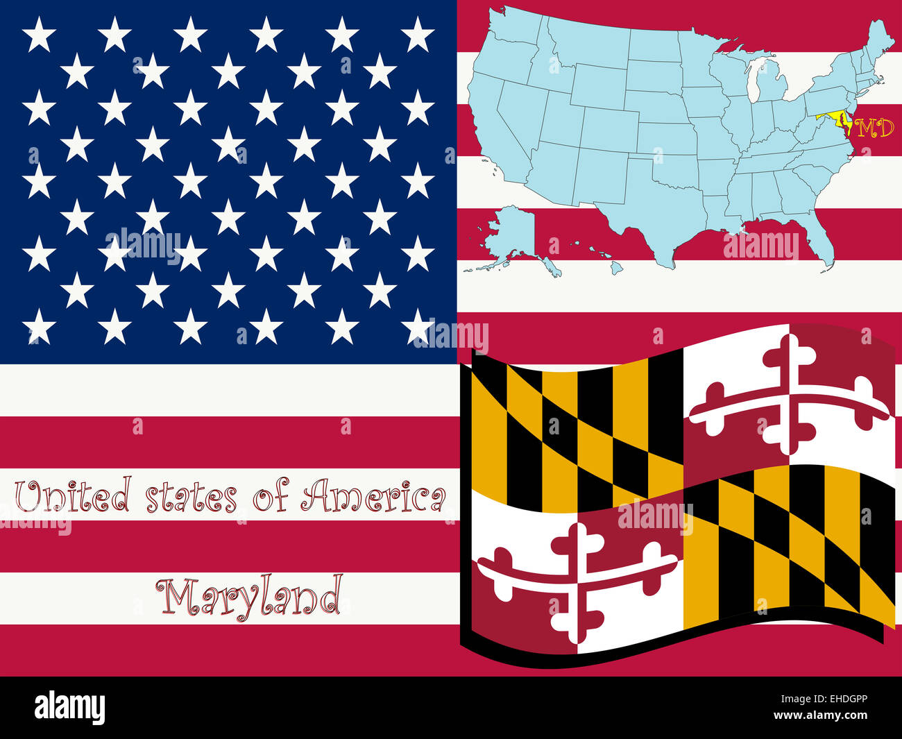 Political map of maryland hi-res stock photography and images - Alamy