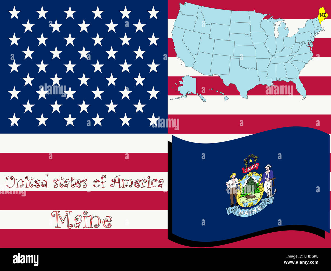 maine state illustration Stock Photo - Alamy