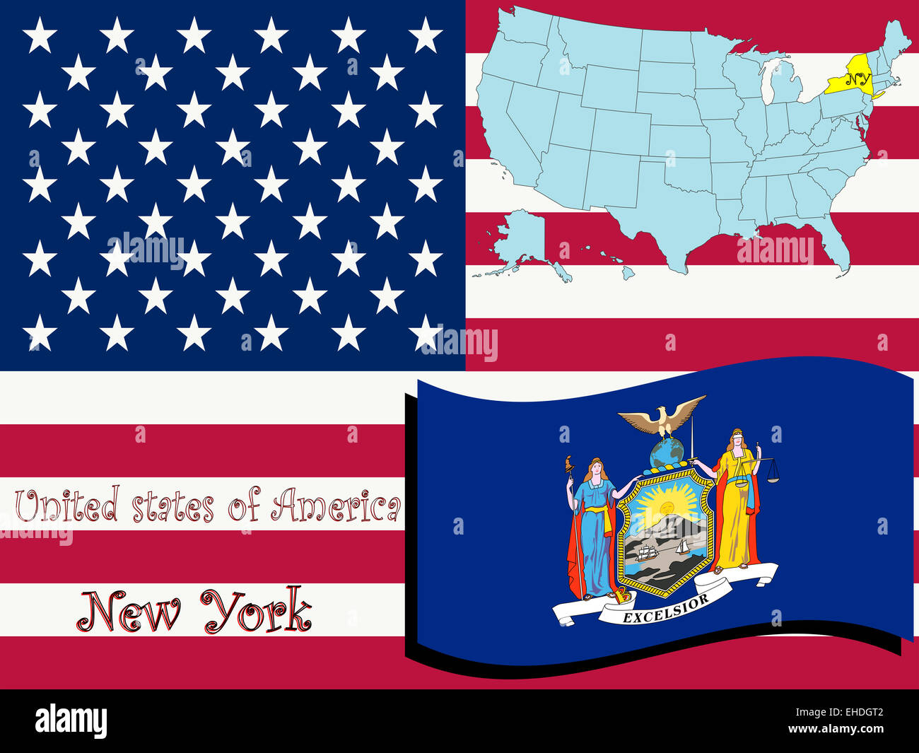 Political map of new york hi-res stock photography and images - Alamy