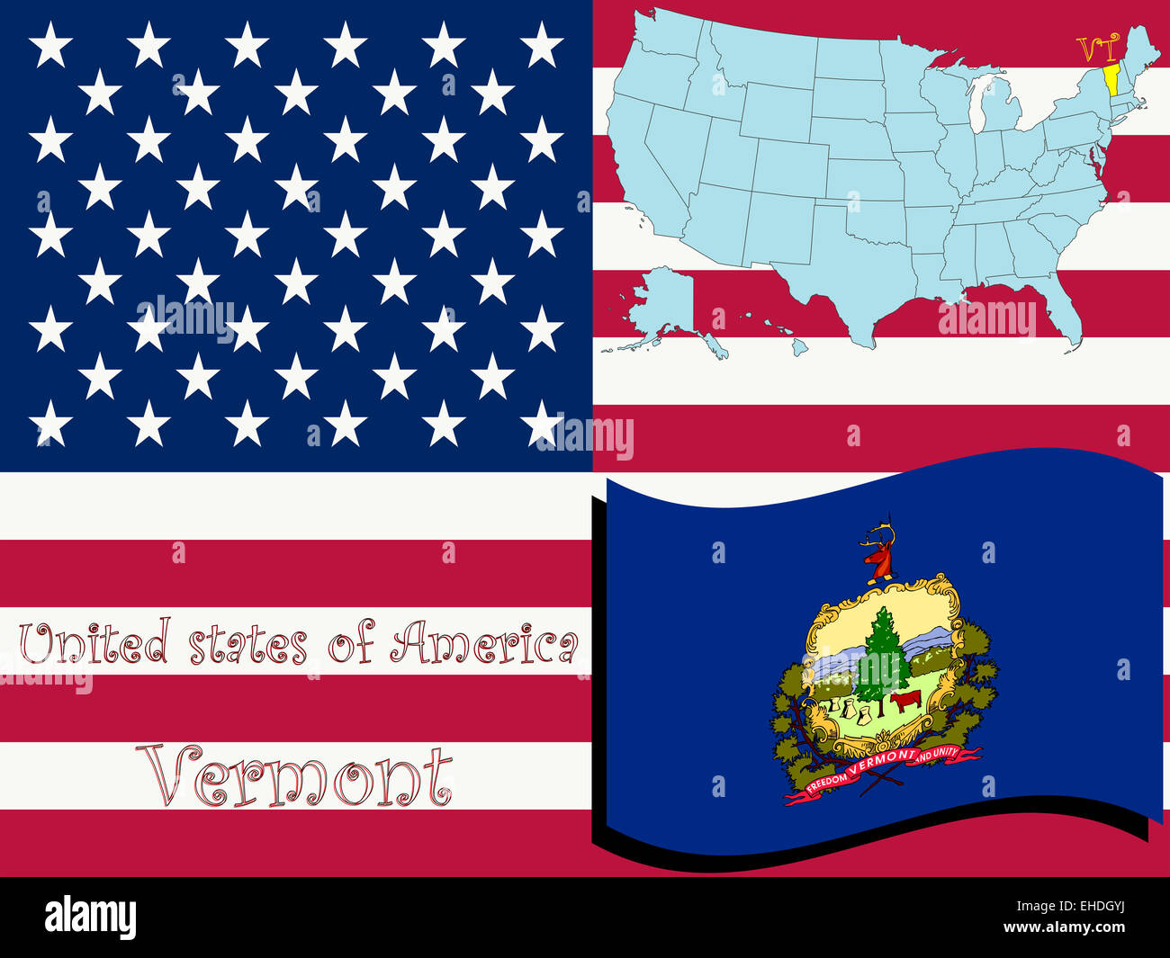 Political map of vermont hi-res stock photography and images - Alamy