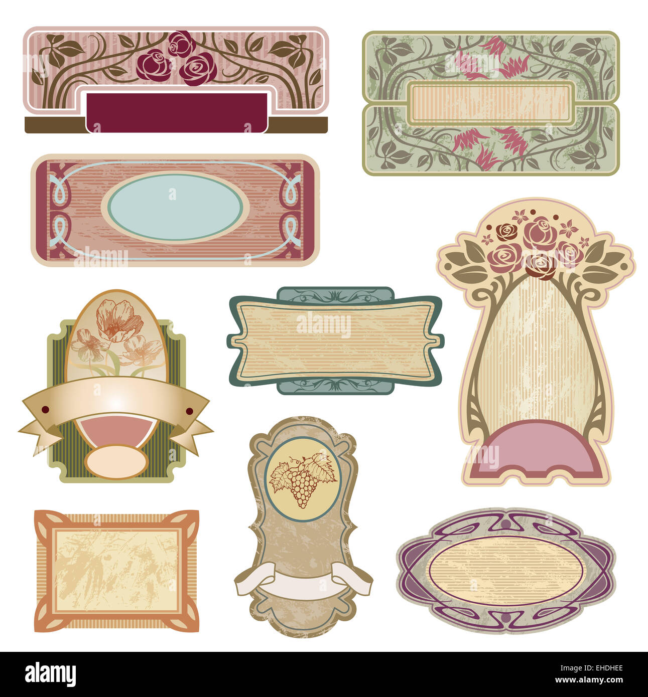 Ornate vintage labels Stock Photo - Alamy