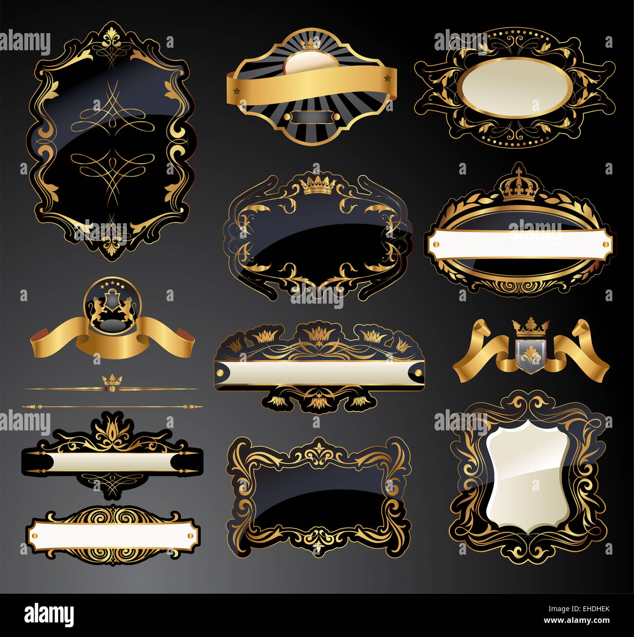 Vector frames and ornamental labels set Stock Photo - Alamy