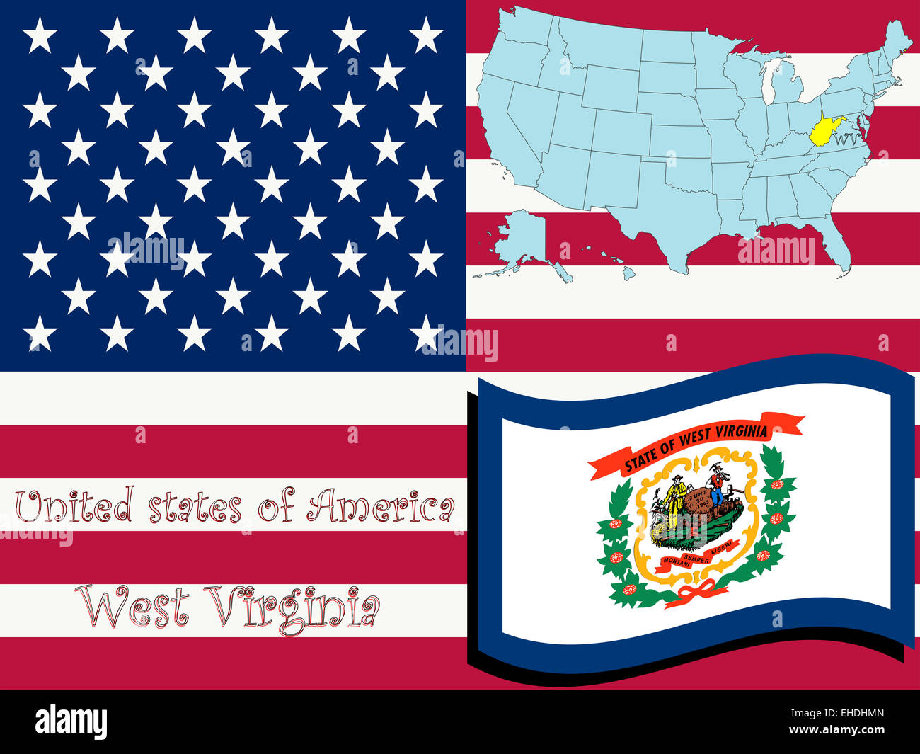 West virginia state karte hi-res stock photography and images - Alamy