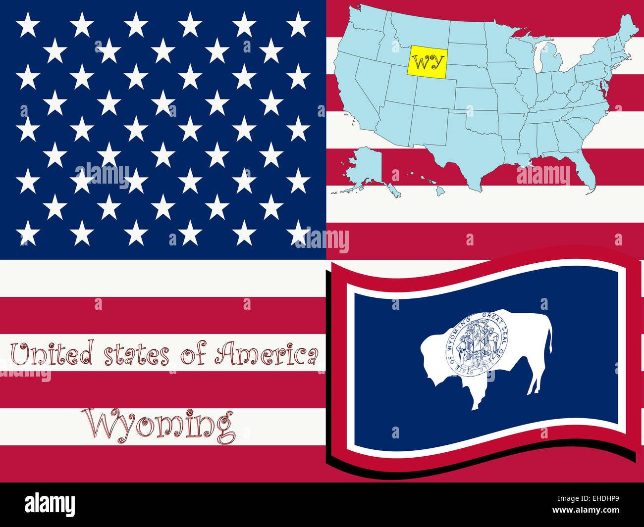 Wyoming political map hi-res stock photography and images - Alamy