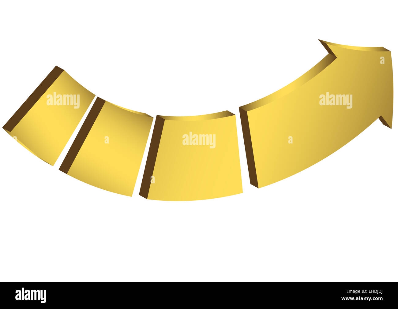 The gold arrow divided into parts Stock Photo - Alamy