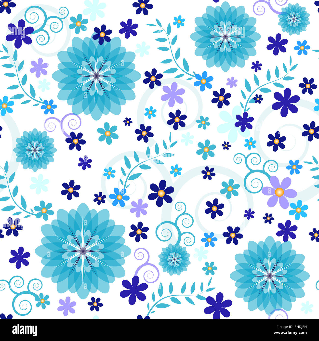 Seamless gentle blue floral pattern Stock Photo - Alamy