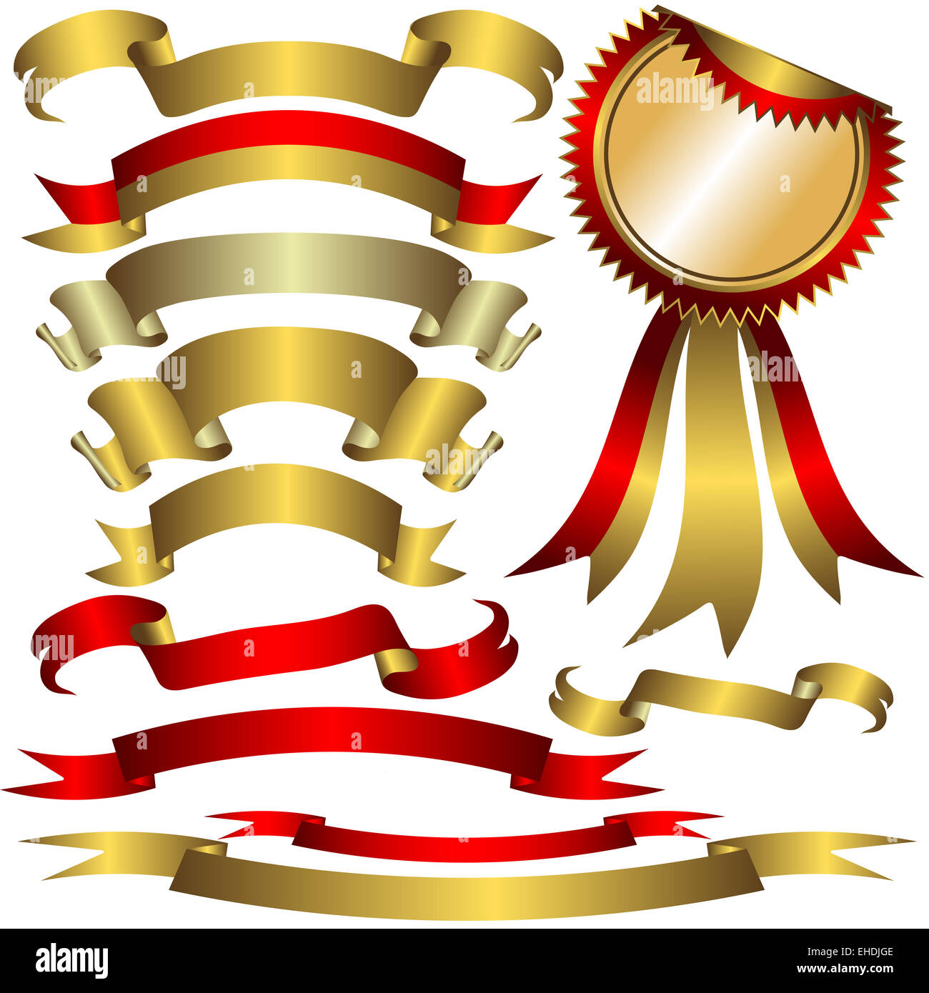 Set gold and silver ribbons Stock Photo - Alamy