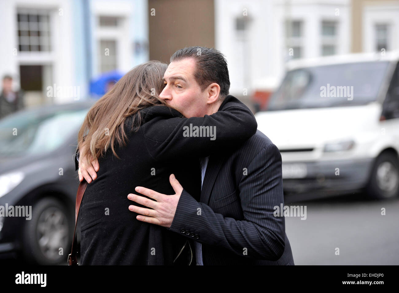 Porthcawl, Wales, UK. 12th Mar, 2015. Mourners at the funeral of the ...