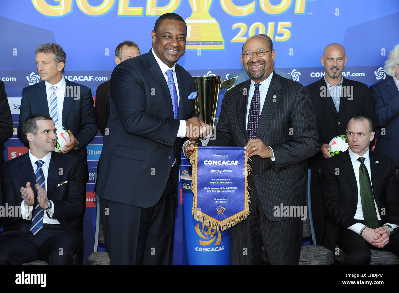 Philadelphia Mayor, MICHAEL NUTTER, CONCACAF is presented a CONCACAF ...