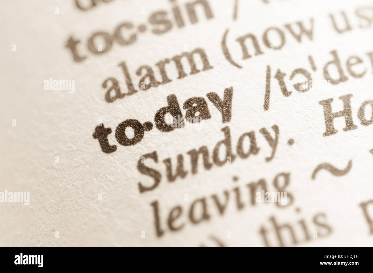 Definition of word today in dictionary Stock Photo - Alamy