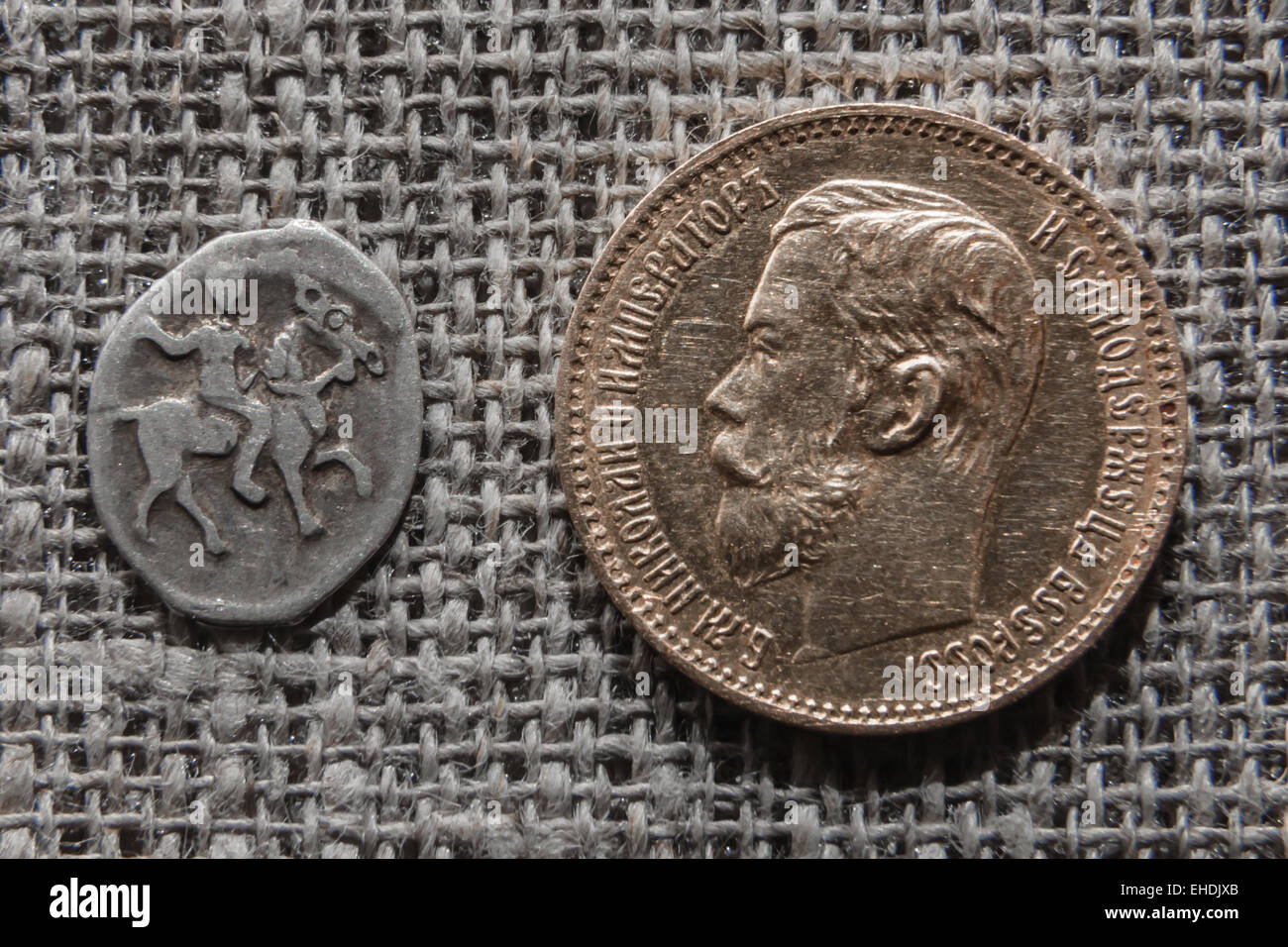 Evolution of the Russian money - silver Moscow kopek of Ivan Grozny and ...