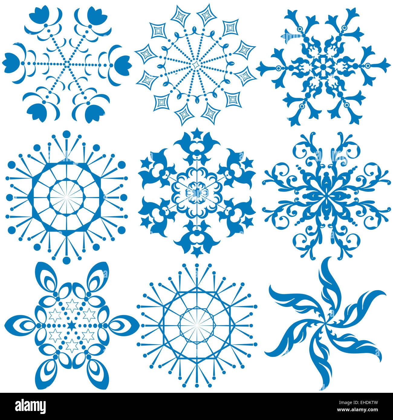 Collection dark blue snowflakes Stock Photo - Alamy