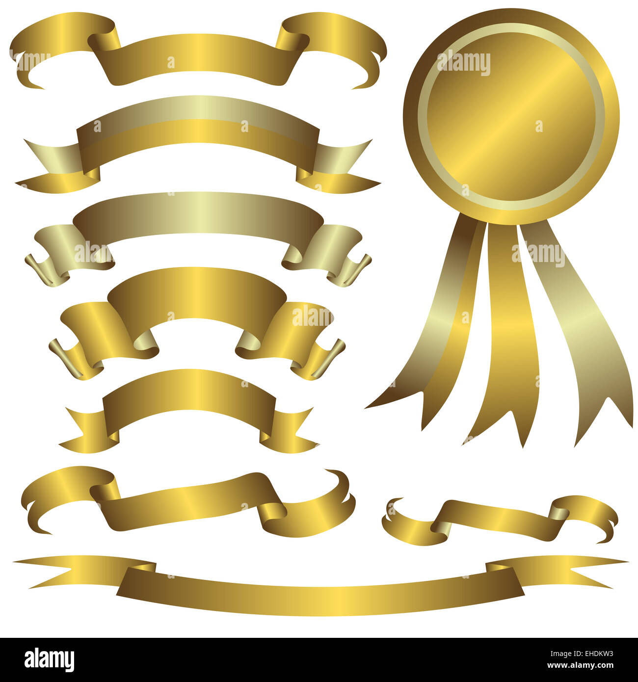 Collection of gold and silver ribbons Stock Photo - Alamy