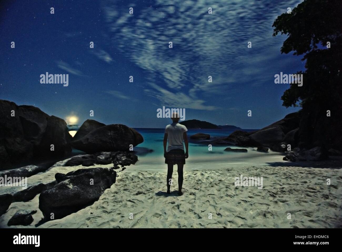 man of the sea night landscape Stock Photo - Alamy