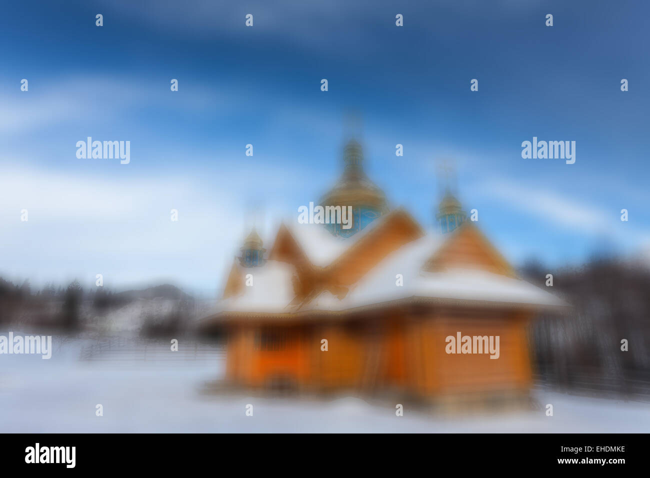 Winter landscape with church Stock Photo - Alamy