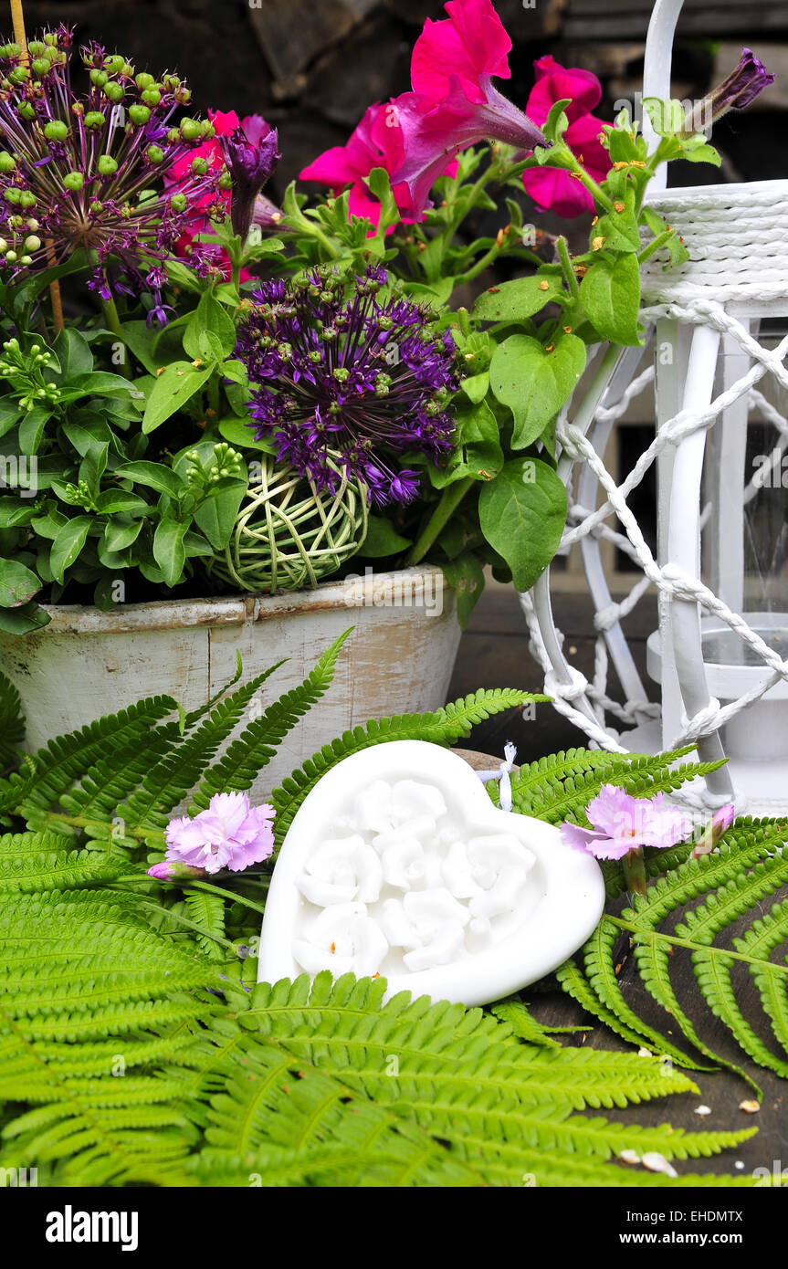 Flower decoration on terrace Stock Photo - Alamy