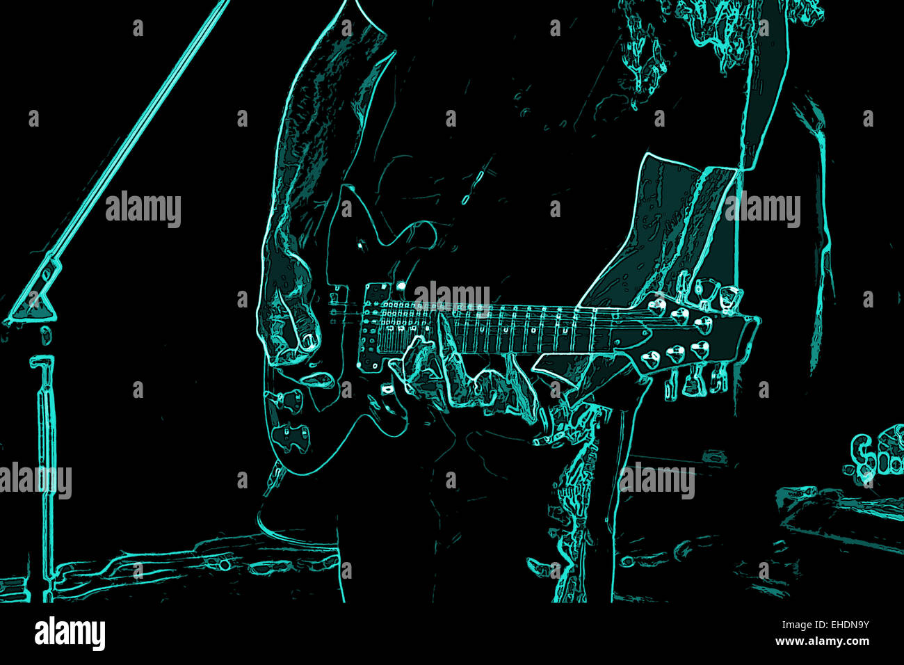 Neon guitar solo Stock Photo - Alamy