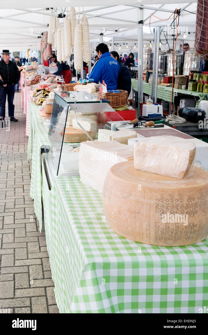 Cheese stall at Canterbury Italian market Stock Photo - Alamy