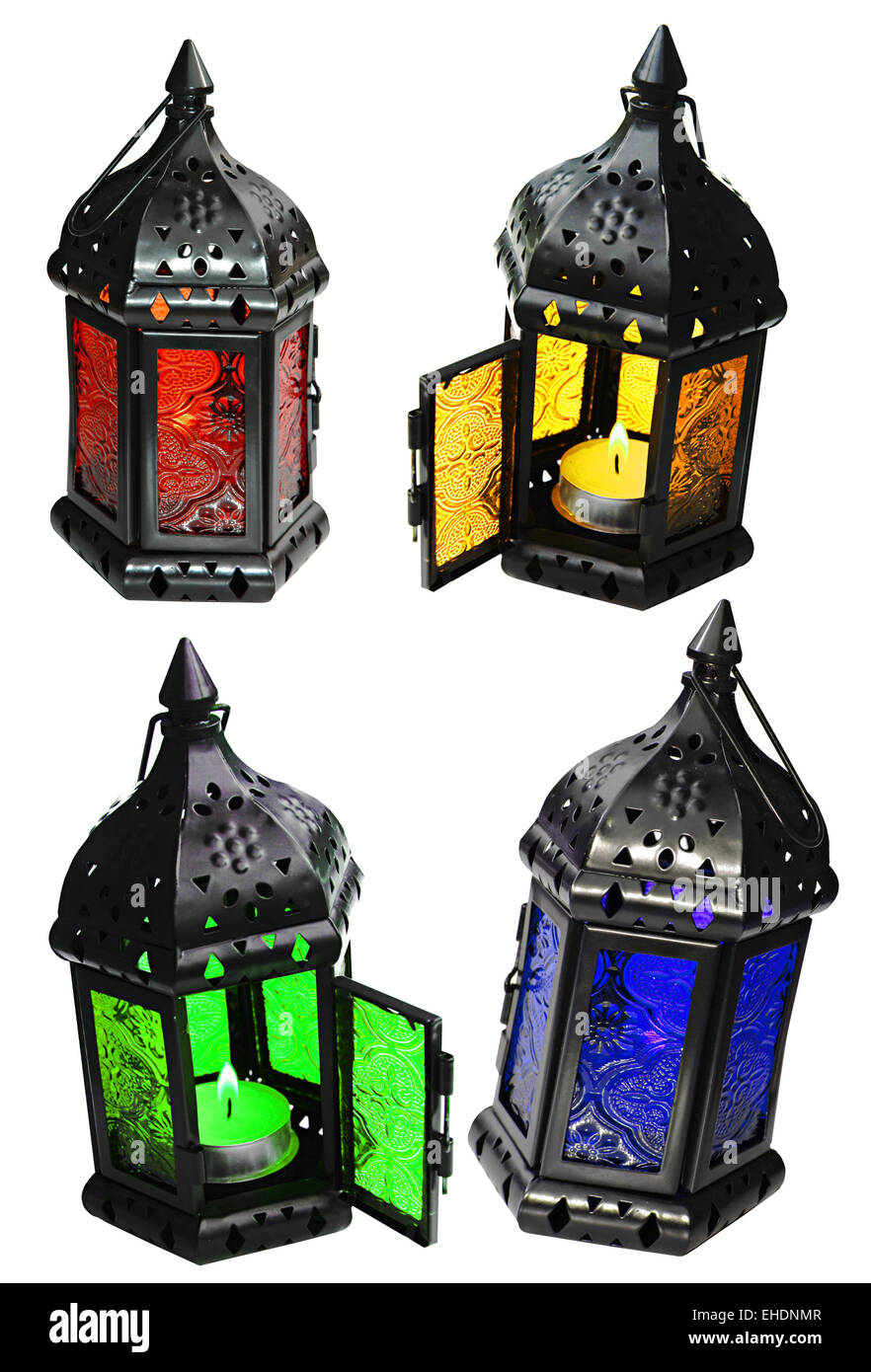 Decorative small lamps with a candles Stock Photo - Alamy