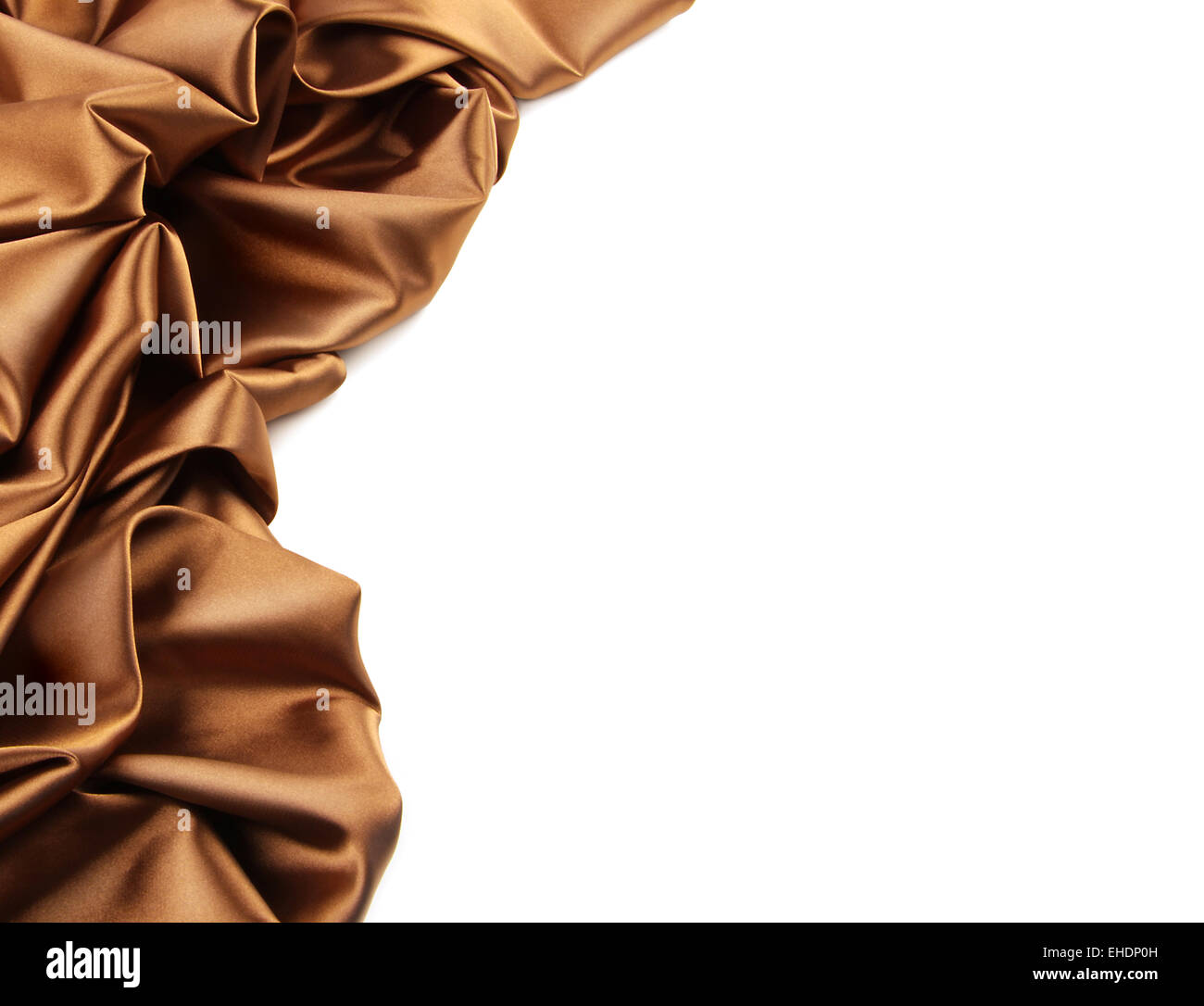 Rich golden brown satin fabric on white Stock Photo - Alamy