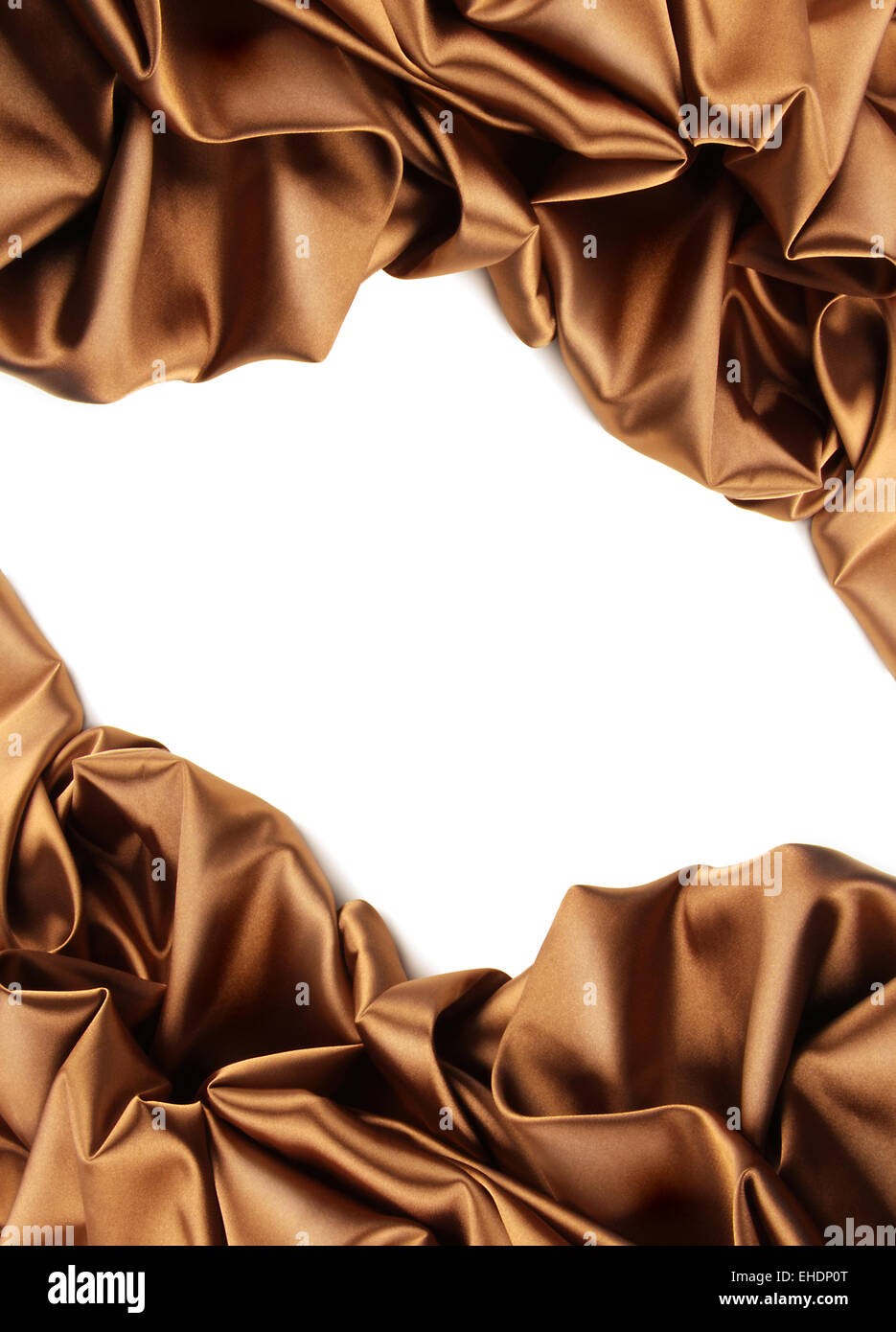 Rich golden brown satin fabric on white Stock Photo - Alamy