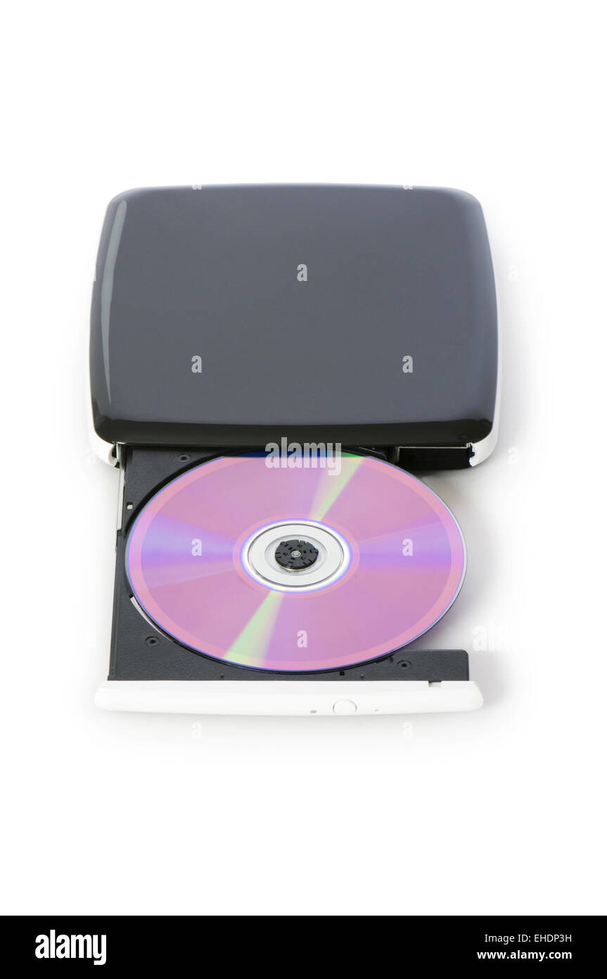 External dvd drive isolated on the white Stock Photo - Alamy