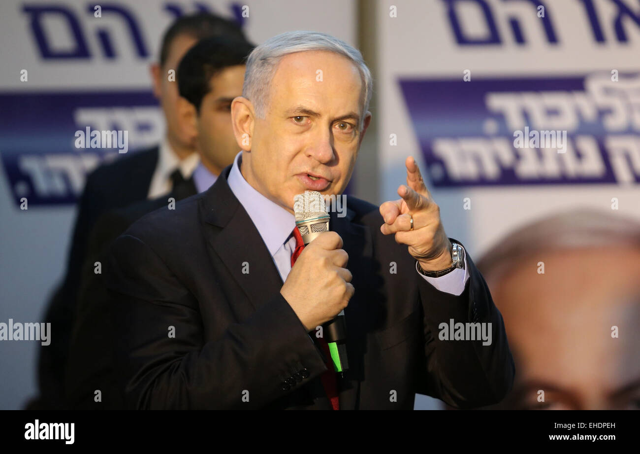 (150312) -- JERUSALEM, March 12, 2015 (Xinhua) -- Israeli Prime ...