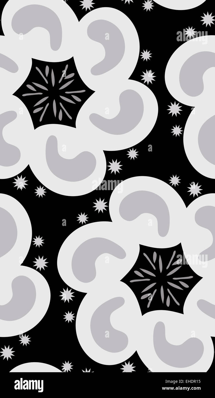 Seamless gray flower and star shapes over black Stock Photo - Alamy