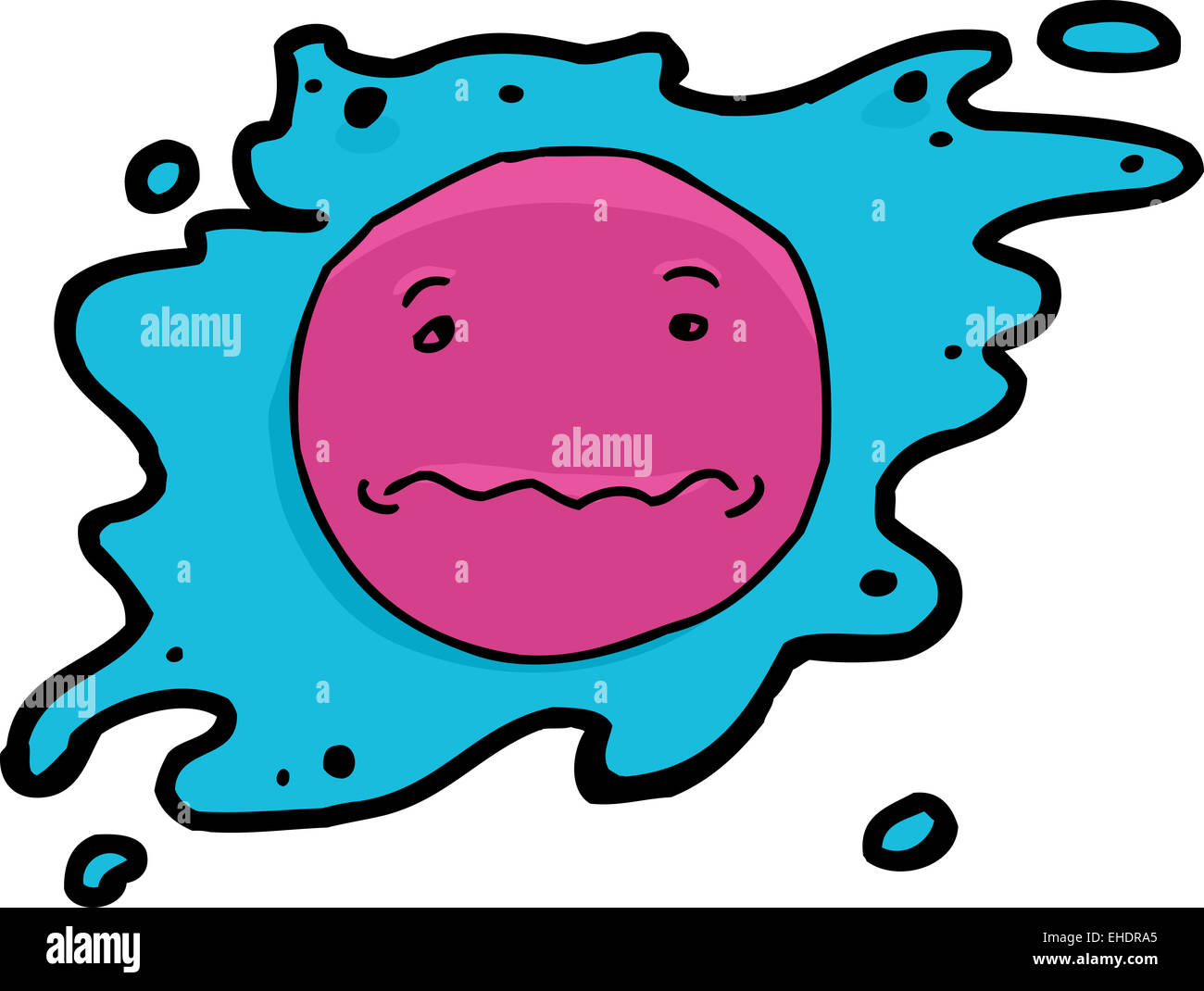 Miserable purple face symbol in blue splatter over white Stock Photo ...