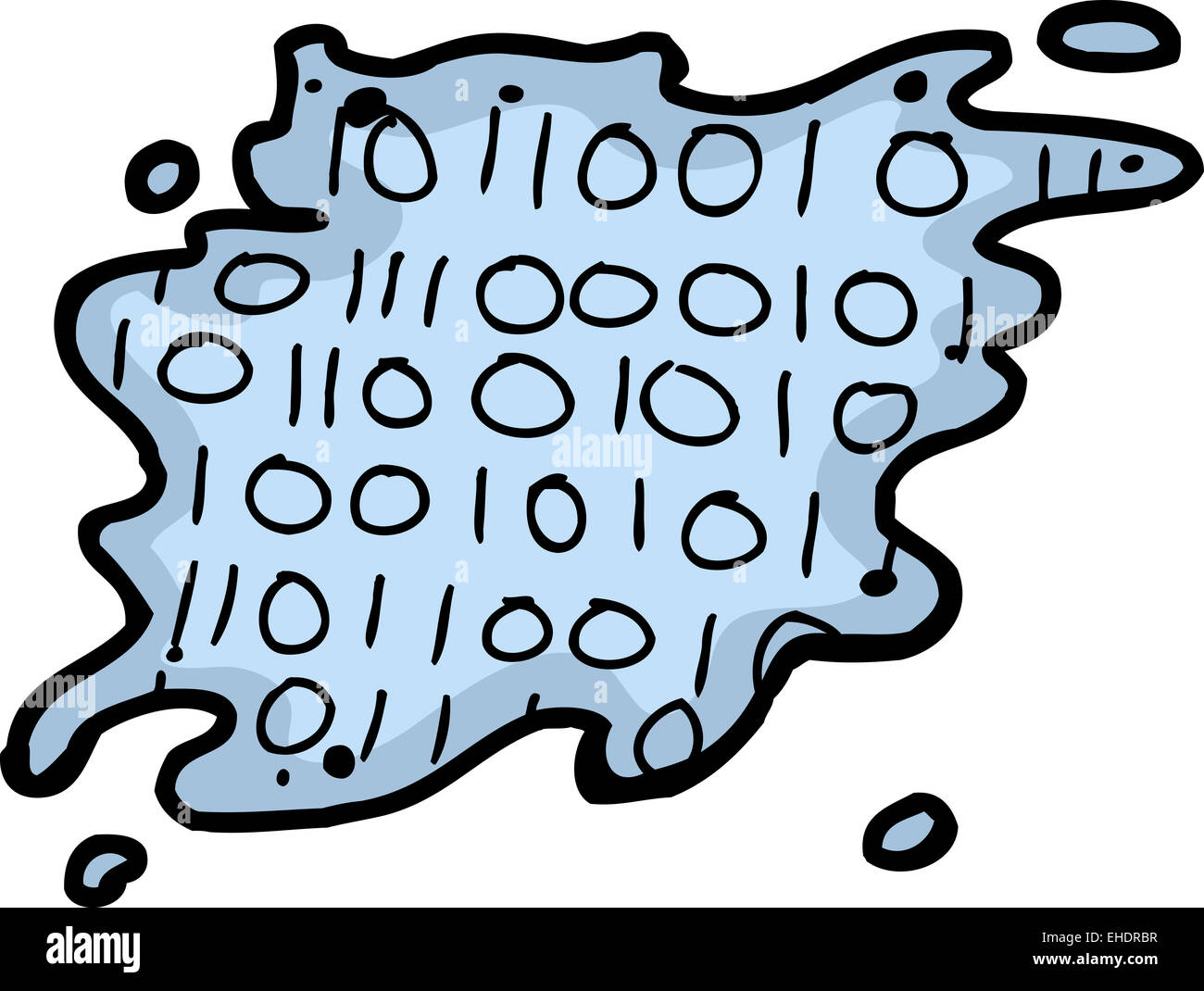 Isolated cartoon of binary code in spilled water Stock Photo - Alamy