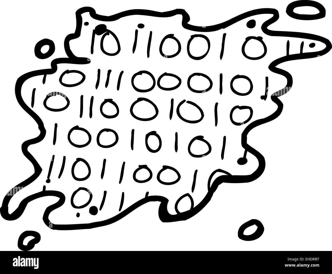 Outlined blob of binary code in isolated cartoon Stock Photo - Alamy