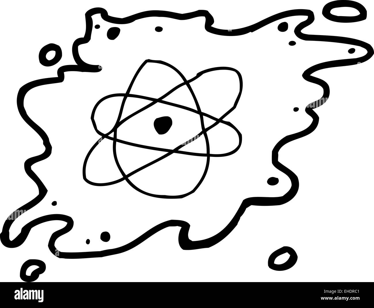 Outline of atom inside blob over white Stock Photo - Alamy