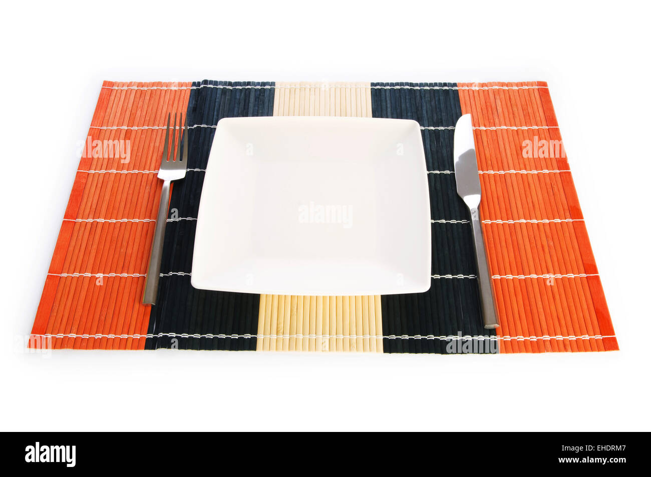 Plate with utensils isolated on the white Stock Photo - Alamy
