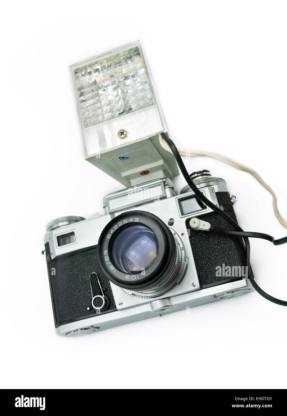 retro camera with flash Stock Photo - Alamy