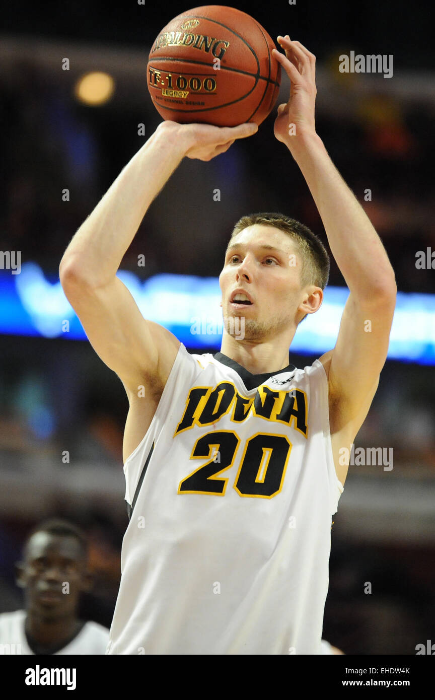 Chicago, Illinois, USA. 12th March, 2015. Iowa Hawkeyes forward Jarrod ...