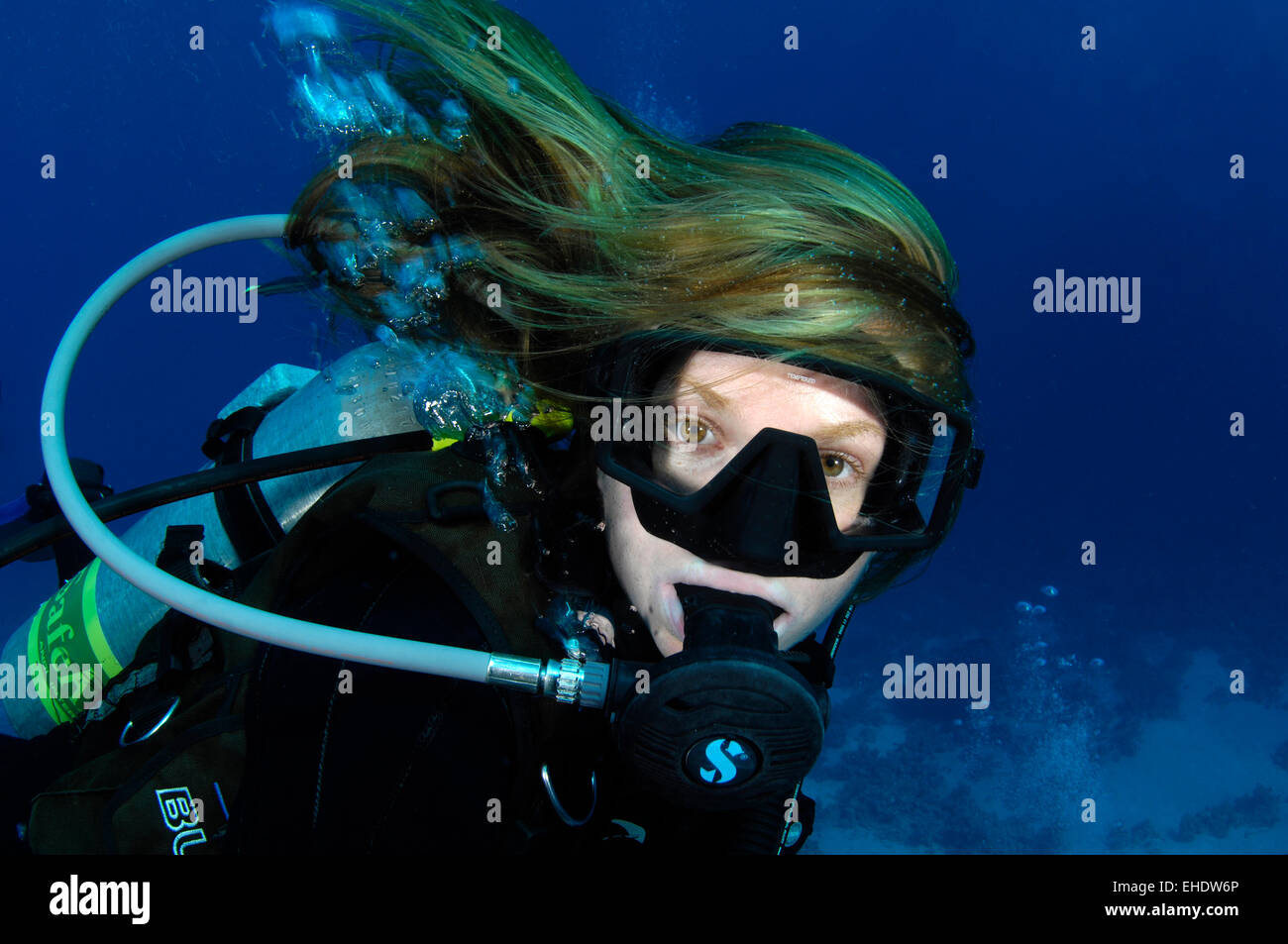 Female scuba diver Stock Photo - Alamy