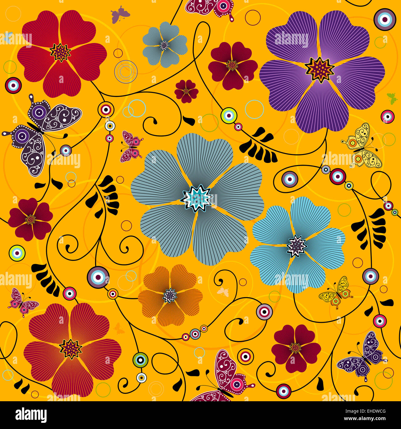 Seamless yellow floral pattern Stock Photo - Alamy