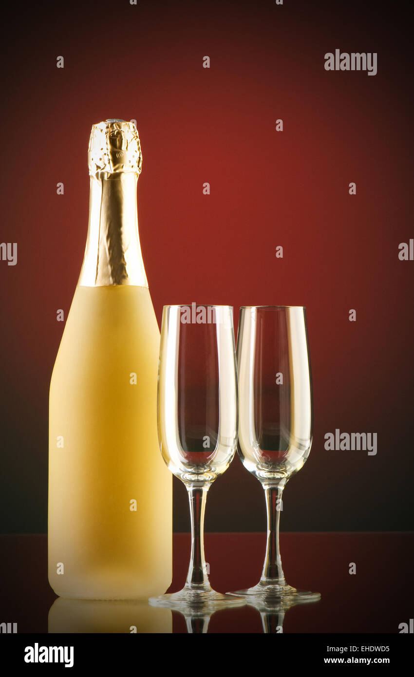 Champagne against color gradient background Stock Photo - Alamy