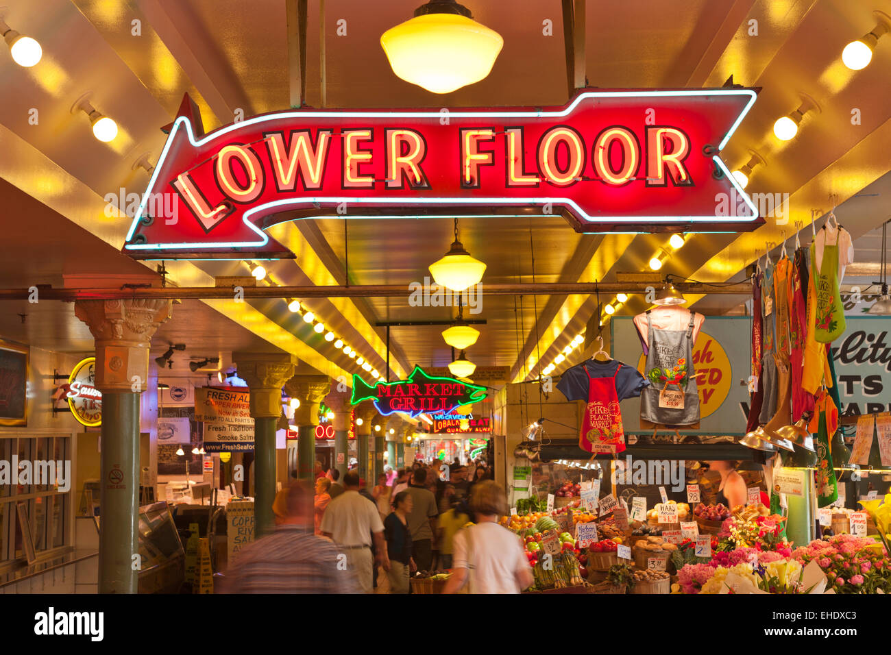 SHOPPERS INSIDE PIKE PLACE PUBLIC MARKET CENTER SEATTLE WASHINGTON ...
