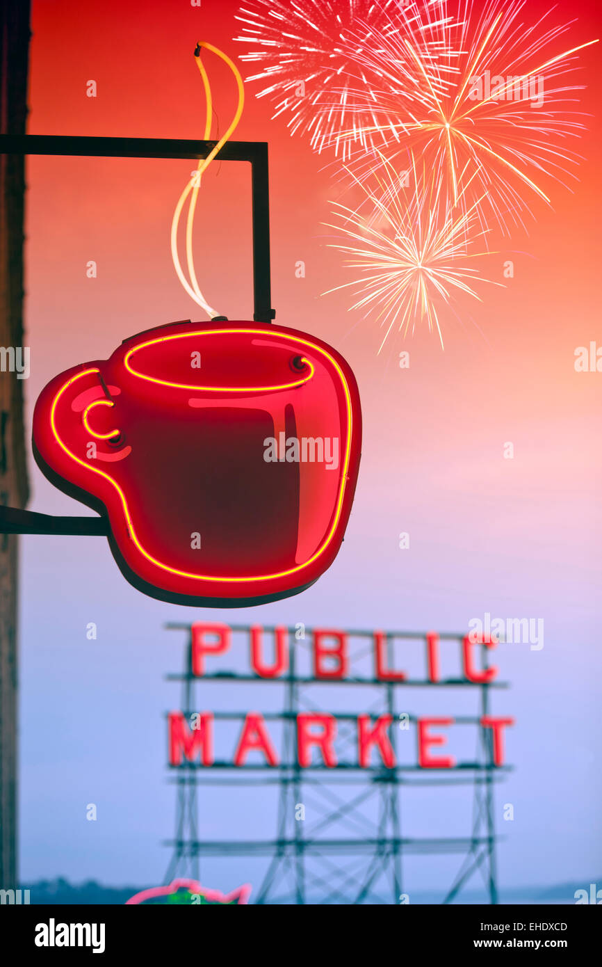 POST ALLEY COFFEE SHOP CUP PIKE PLACE PUBLIC MARKET WATERFRONT SEATTLE ...
