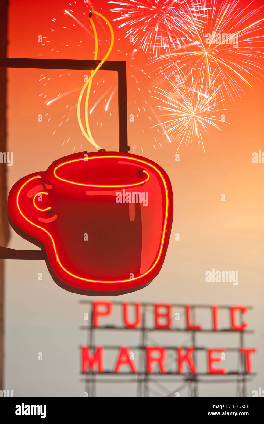 POST ALLEY COFFEE SHOP CUP PIKE PLACE PUBLIC MARKET WATERFRONT SEATTLE ...